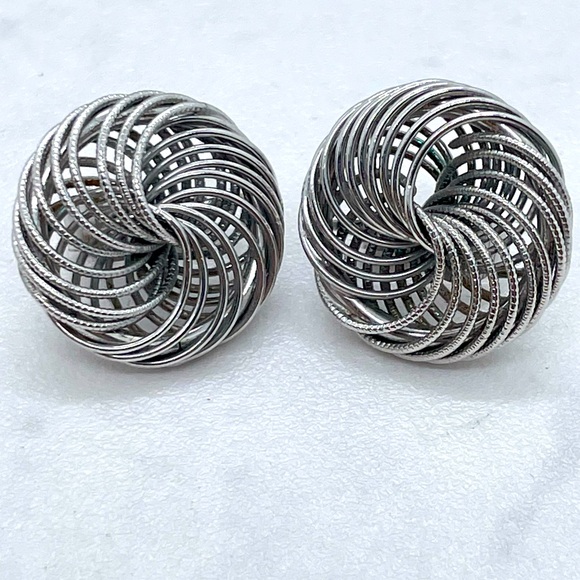 Trifari | Jewelry | Vintage Trifari Clip On Earrings Silver Tone Wire ...